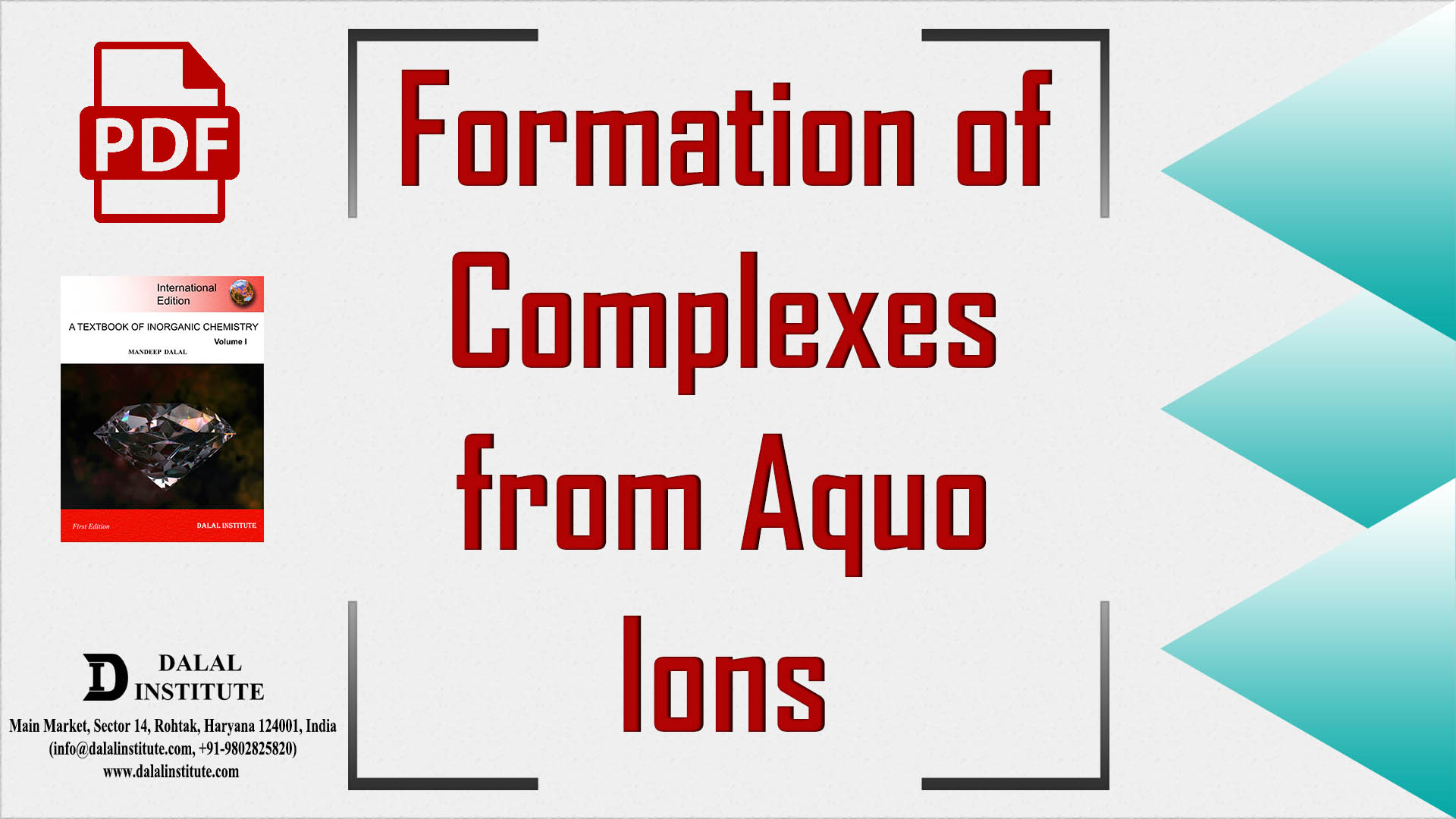 Formation of Complexes from Aquo Ions - Dalal Institute