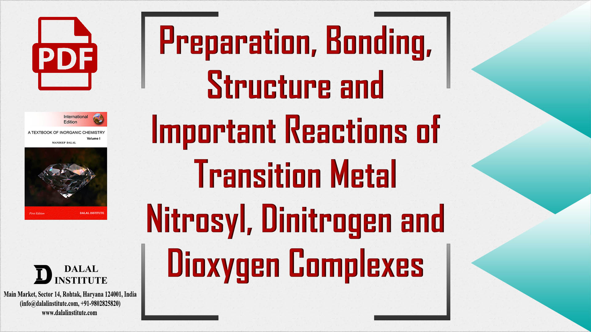 Preparation, Bonding, Structure and Important Reactions of Transition ...